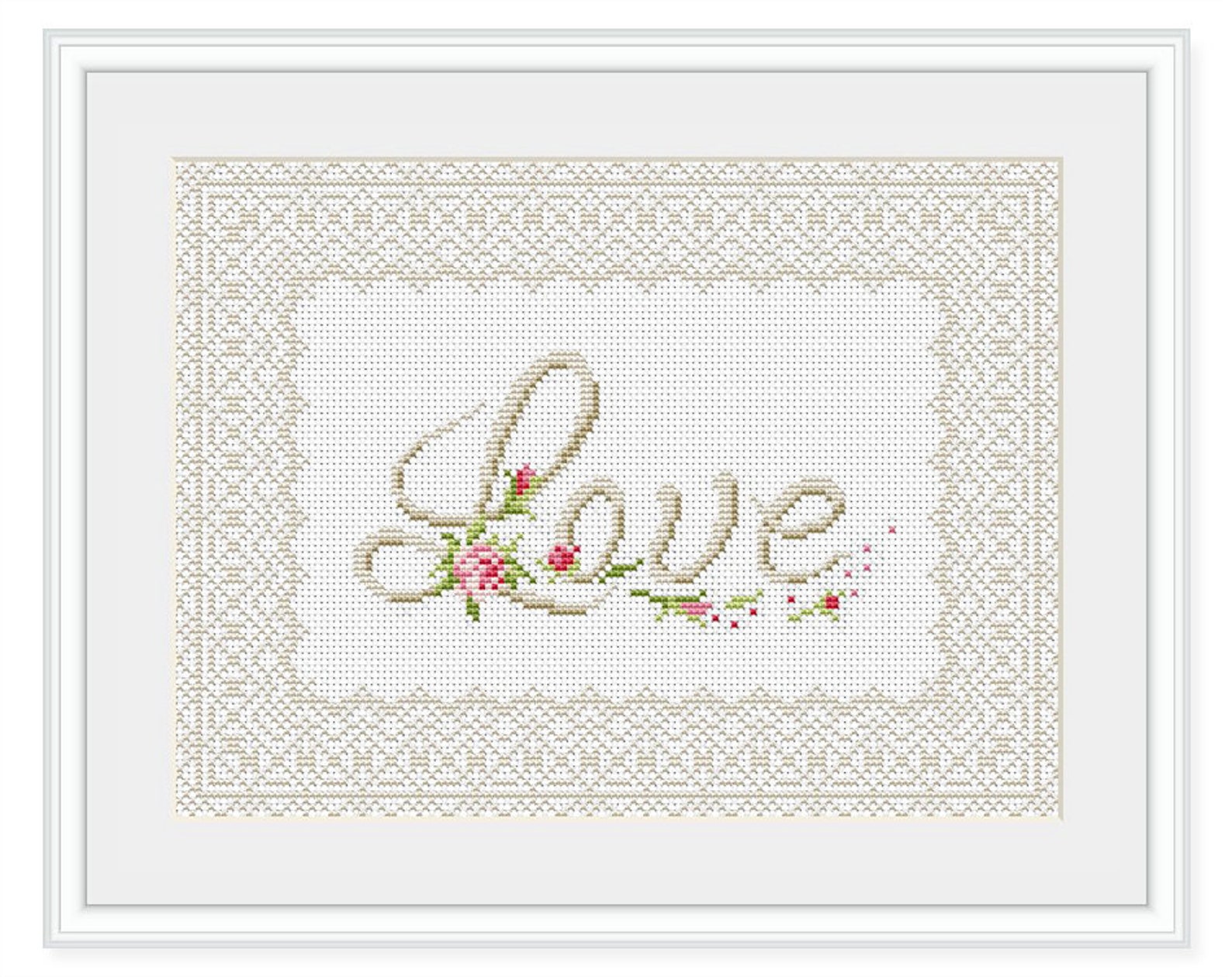 Love Wedding Cross Stitch Pattern Rose Cross Stitch | Etsy