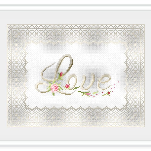 Love Wedding Cross Stitch Pattern Rose Cross Stitch - Etsy