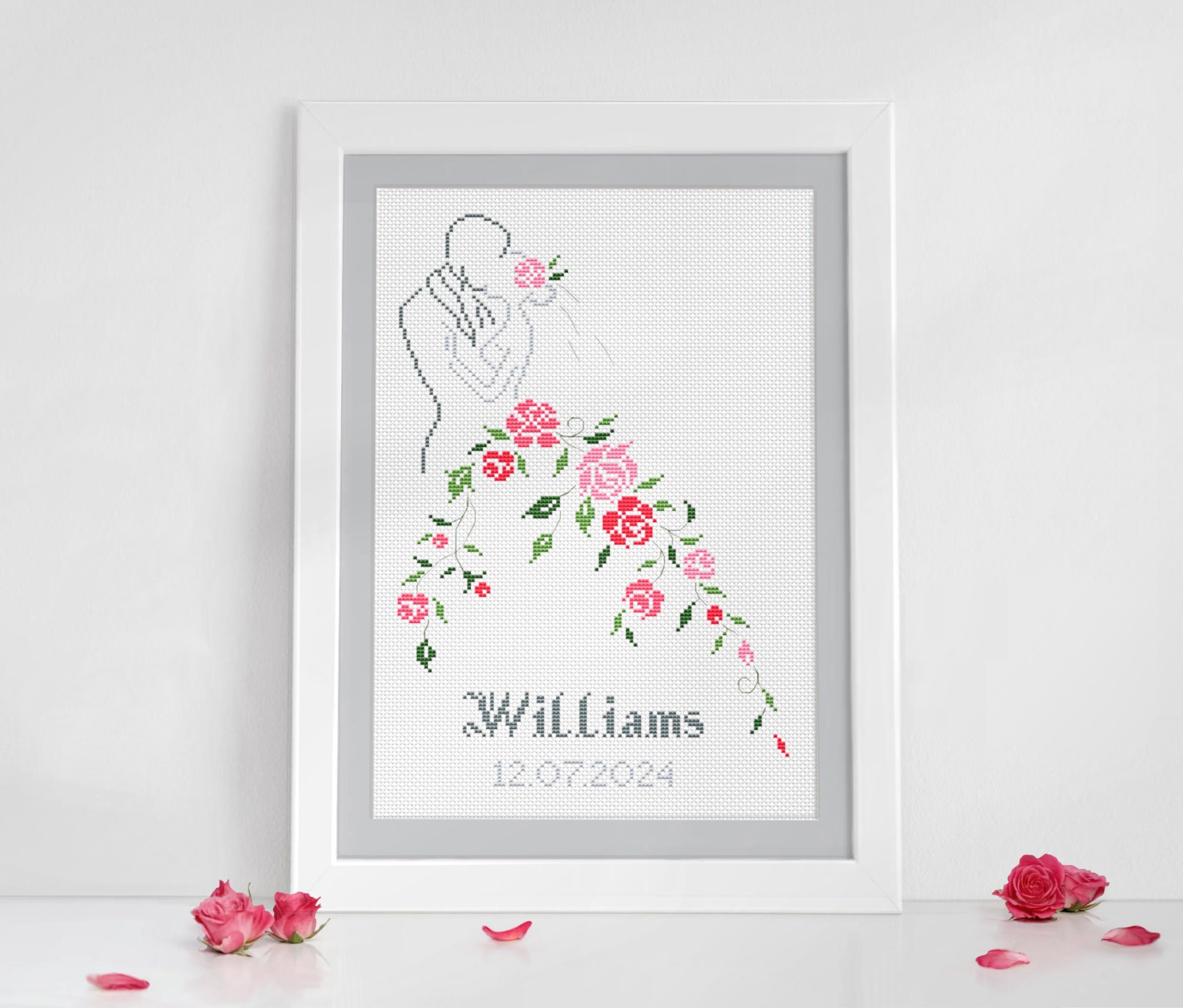 Bride and Groom Cross Stitch - Wedding Gift - Cross Stitch Wedding ...