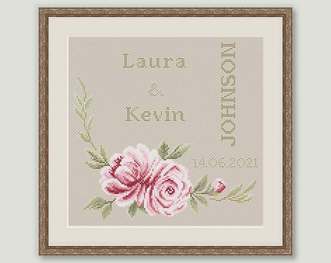 Wedding Cross Stitch Pattern Wedding Gift Floral Cross - Etsy