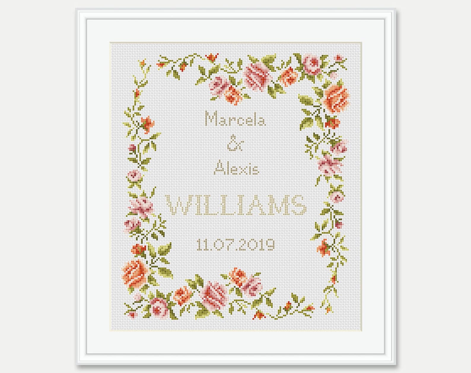 Wedding Cross Stitch Pattern Cross Stitch Pattern Flowers | Etsy