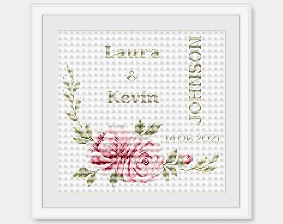 Wedding Cross Stitch Pattern Wedding Gift Floral Cross - Etsy