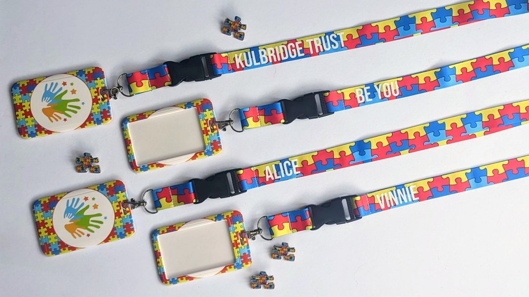 Personalised Autism Lanyard | Jigsaw Puzzle | Teacher / Work Lanyard ...