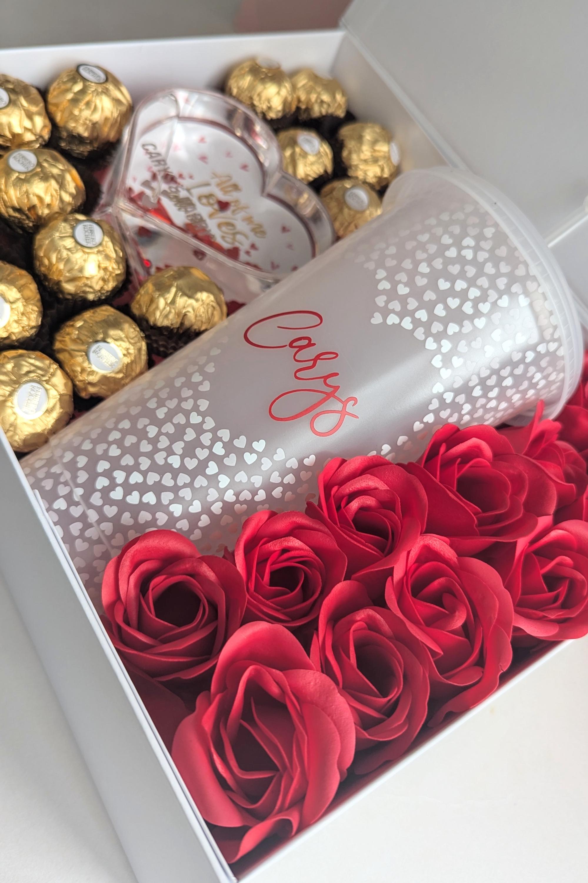 Personalised Romantic Gift Box | Valentine Hamper | Red Roses | Wife ...