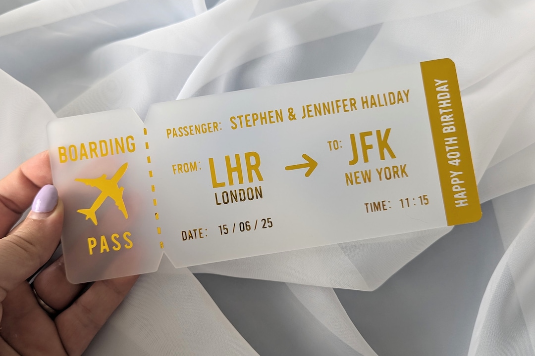 Custom Personalised Boarding Pass | Plane Ticket Keepsake ...