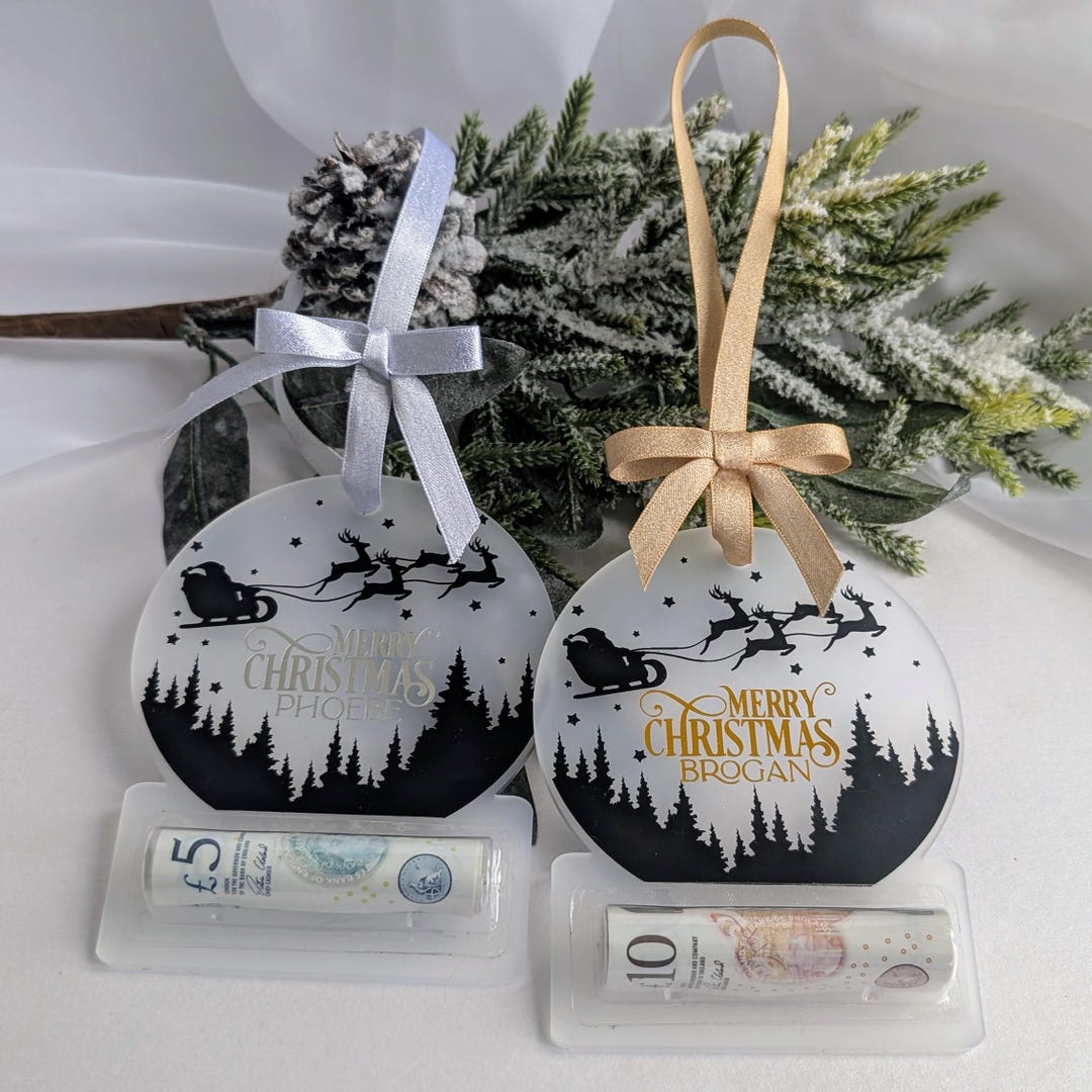 Personalised Christmas Money Tree Decoration | Cash Gift Bauble ...