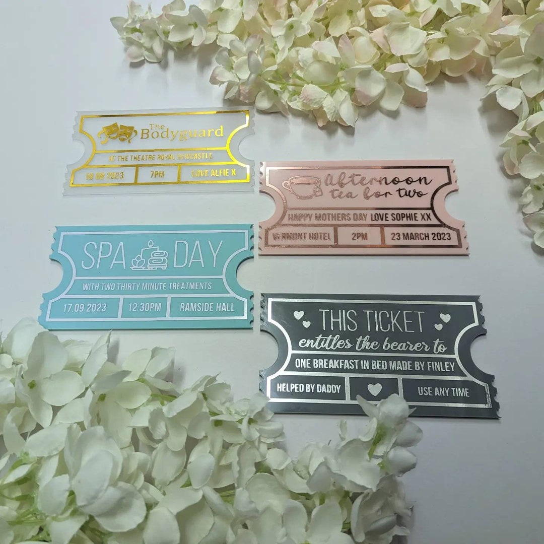Custom Decorative Gift Ticket Experience Gift Giving Idea Personalised ...