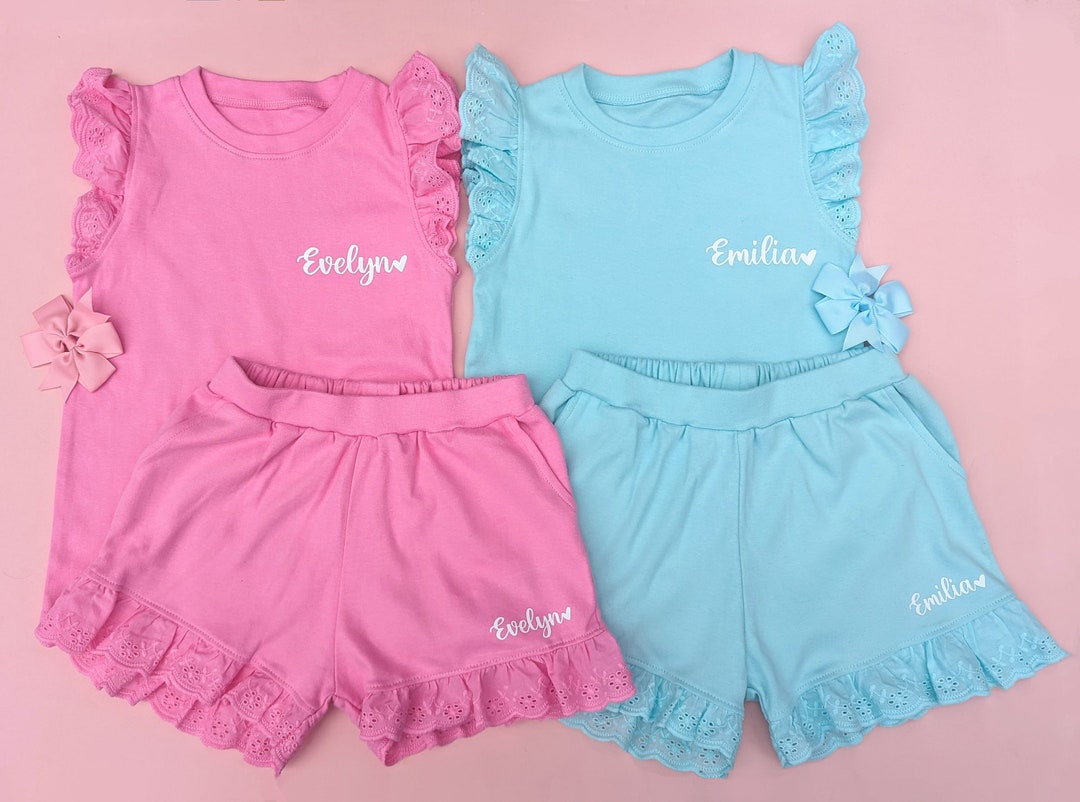 Personalised Girls Shorts and T-shirt Set | Frill Girls Clothing ...