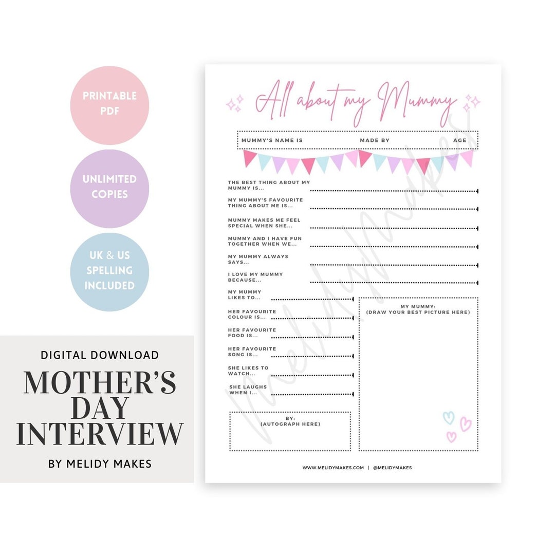 Mother's Day Interview | Memory Keeping | Mum Gift Printable ...