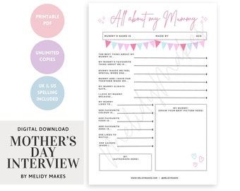Mother's Day Keepsake Interview Printable - Etsy