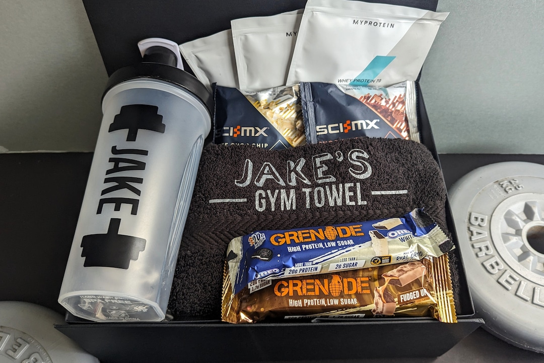 Personalised Gym Lover Gift Box | Protein Shaker, Gym Towel, Protein ...