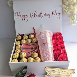 Personalised Romantic Gift Box | Valentine Hamper | Red Roses | Wife ...