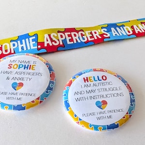 Personalised Autism Badge | SEN Badge | Autism ADHD Button Badge | Deaf ...