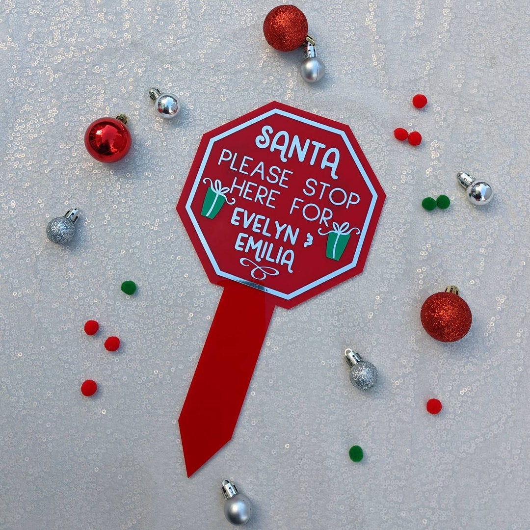 Personalised Santa Stop Here Sign | Christmas Garden Sign Decor | Kids ...