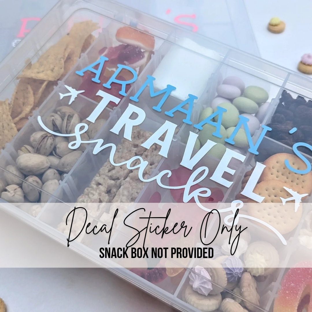 STICKER ONLY Personalised Travel Snacks Box Decal | Plane Snacks | Road ...