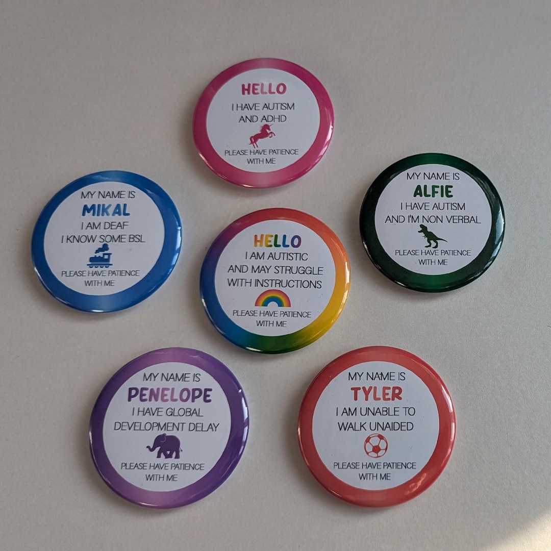 Personalised Autism Badge SEN Badge Autism Adhrbutton Badge Deaf ...