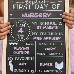 Personalised First Day of School Board | Back to School Chalkboard ...