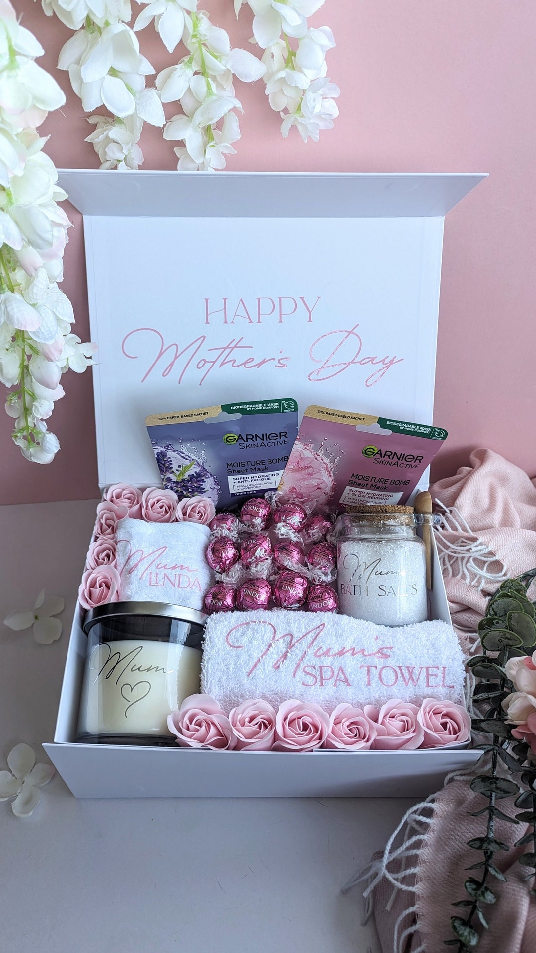 Personalised Mother's Day Spa Night Gift Box Dozen Soap Roses Mum Nan ...