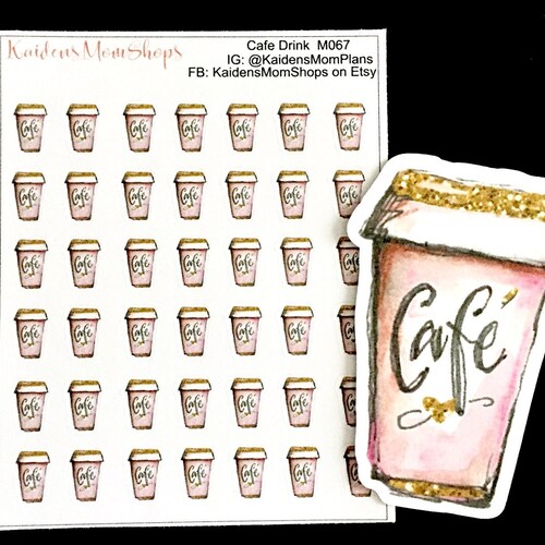 Pink Cafe Coffee Mini Sticker Sheet and Die Cut M067 - Etsy
