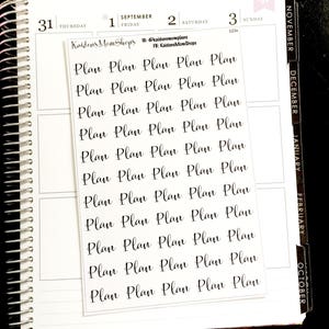 Plan Fancy Script Word Stickers S224 - Etsy