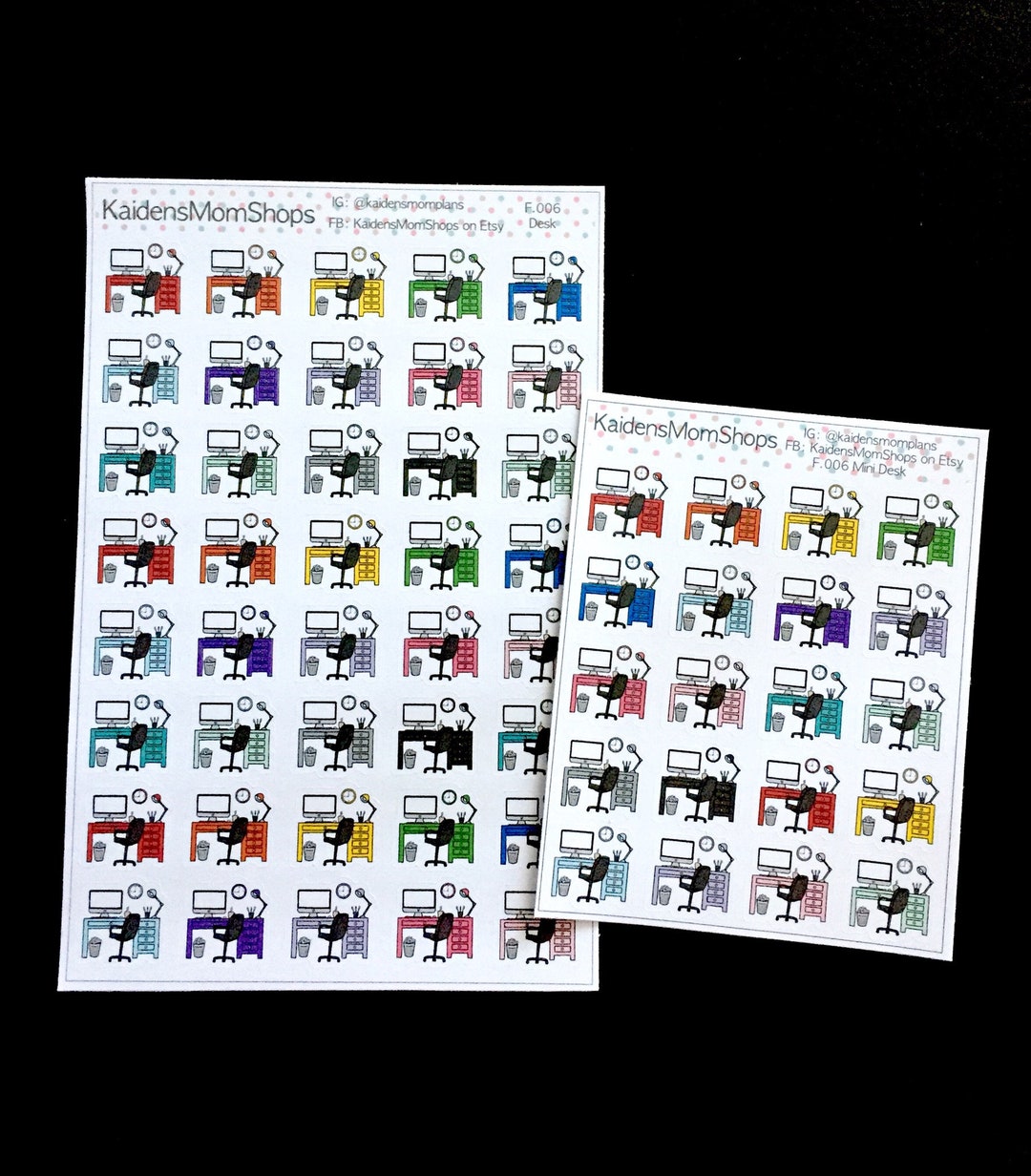 Planner Work Desk Sticker Sheet - Full or Mini - F.006 - Etsy