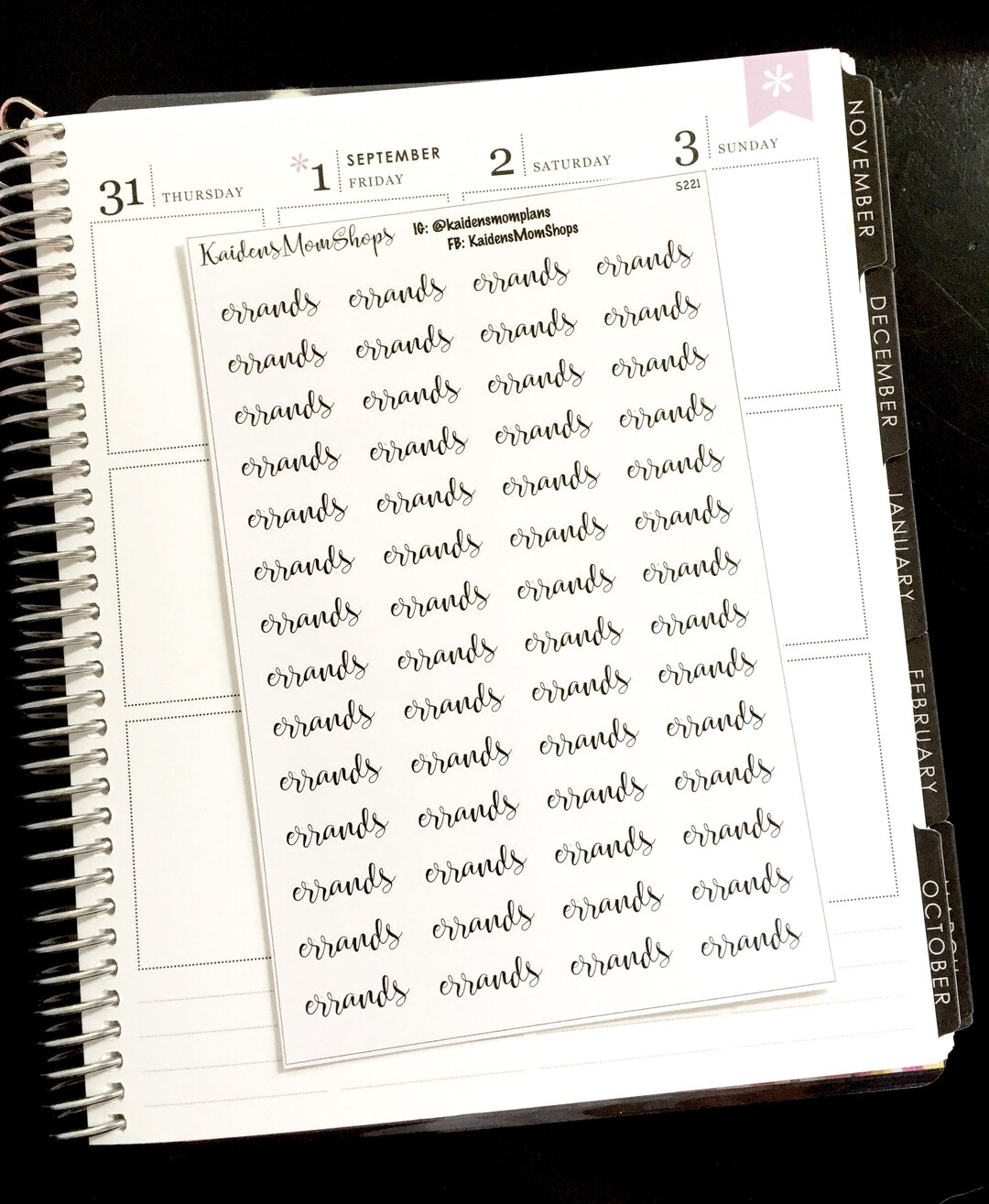 Errands Fancy Script Word Stickers - S221 - Etsy