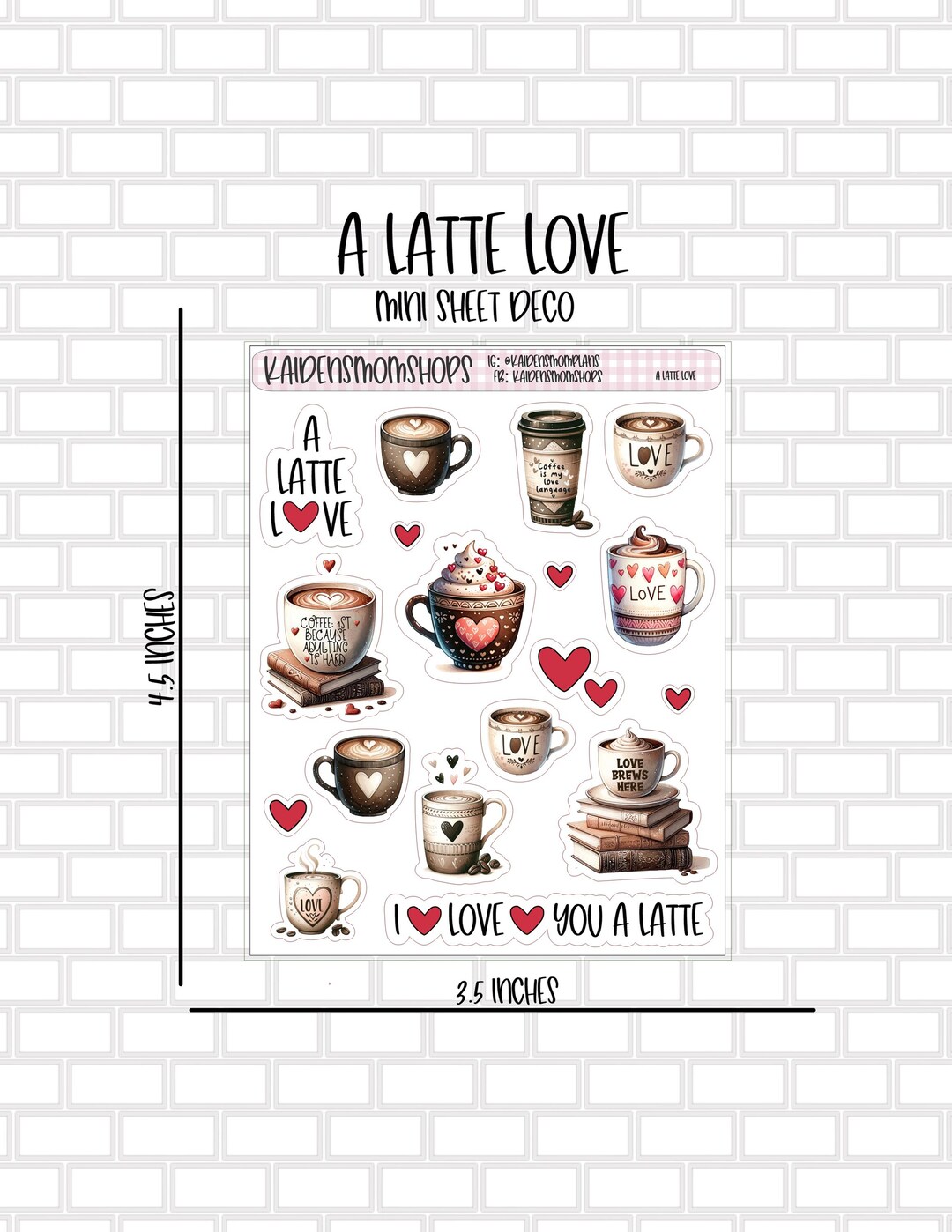 A Latte Love Mini Sticker Sheet Deco - Etsy