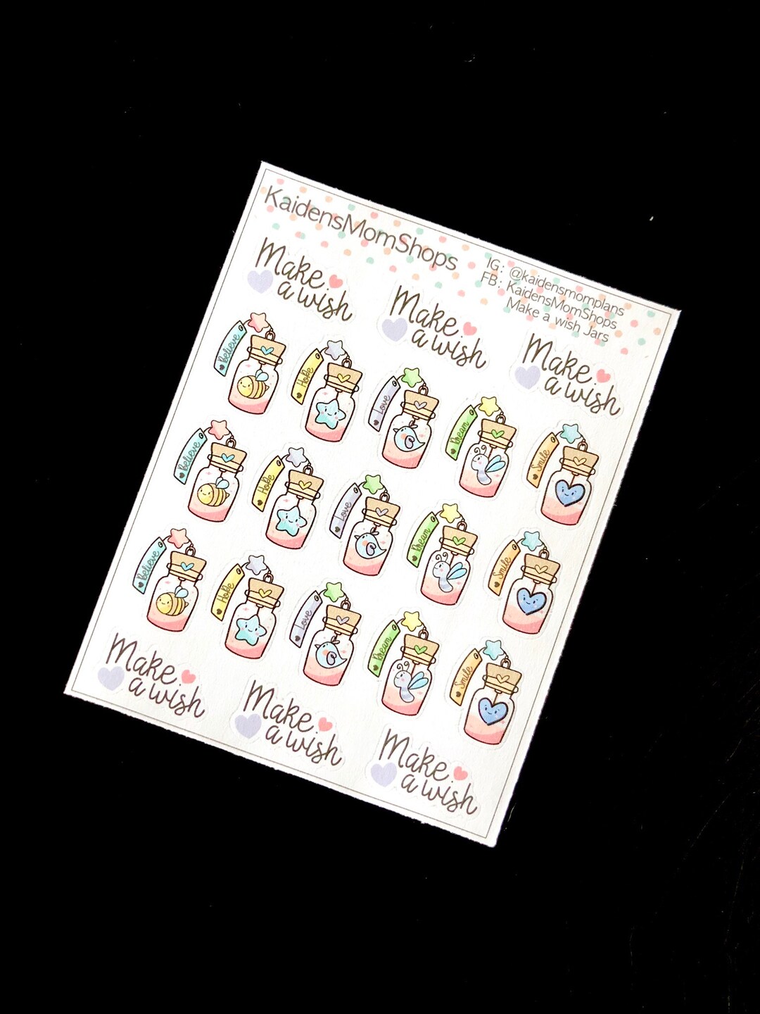 Make a Wish Jar Mini Sticker Sheet - Etsy