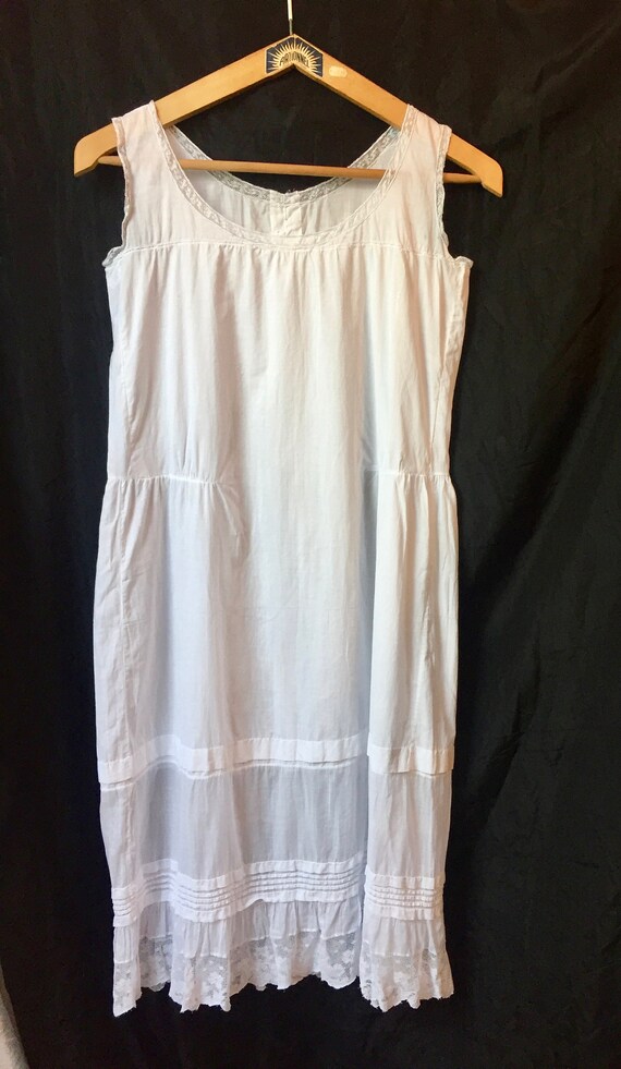 French 1920s sheer muslin slip dress petticoat sun dr… - Gem