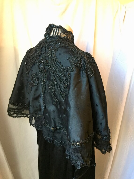 Sublime French vintage 1900s black silk jet-embossed … - Gem