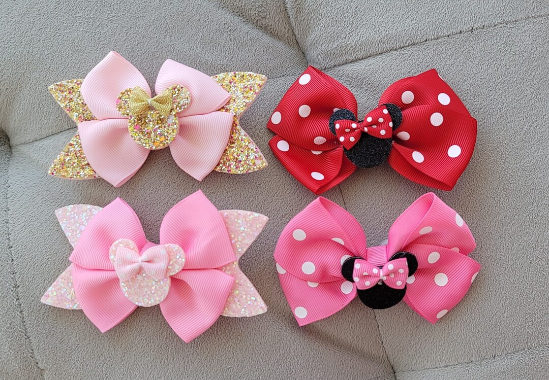 Minnie Mouse Bow Hair Clips (set of 4) - Etsy