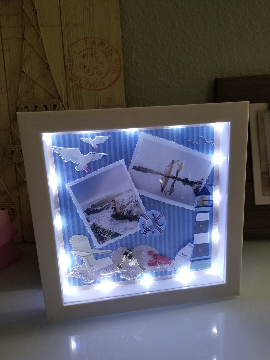 Beach Engagement- Light up LED Shadow Box Picture Frame ( Engagement ...