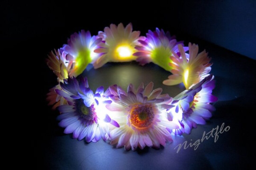 Large Daisy-purple & Light Pink Daisy Light up Flower Crown white LED ...