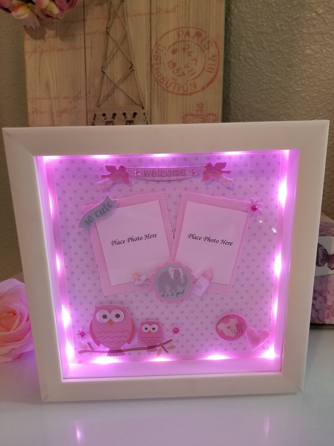 It's a Girl Light up LED Shadow Box Picture Frame - Etsy