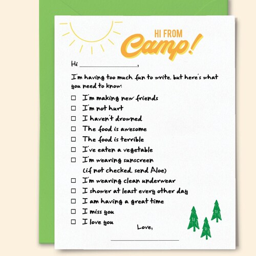PRINTABLE Summer Camp Stationery / Printable Fill in the Blank - Etsy