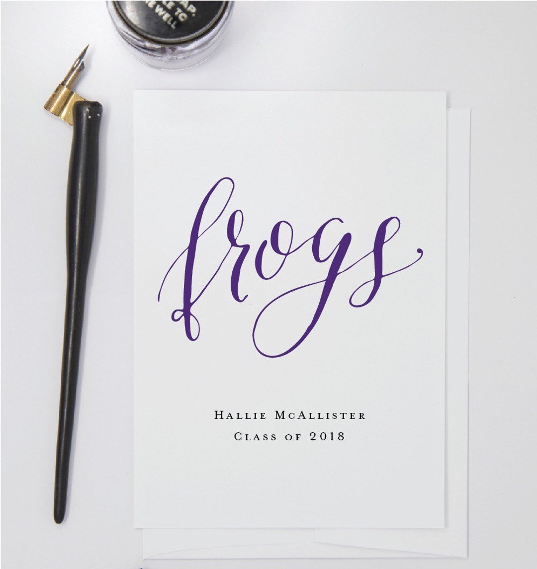 Hand-lettered Calligraphy Note Cards- Frogs // TCU // Texas Christian ...