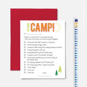 NEW! Version 2 // Camp Note Cards, Kids' Camp Notes, Summer Camp ...