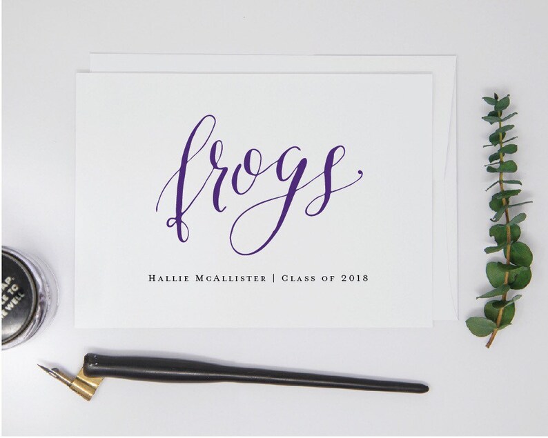 Hand-lettered Calligraphy Note Cards- Frogs // TCU // Texas Christian ...