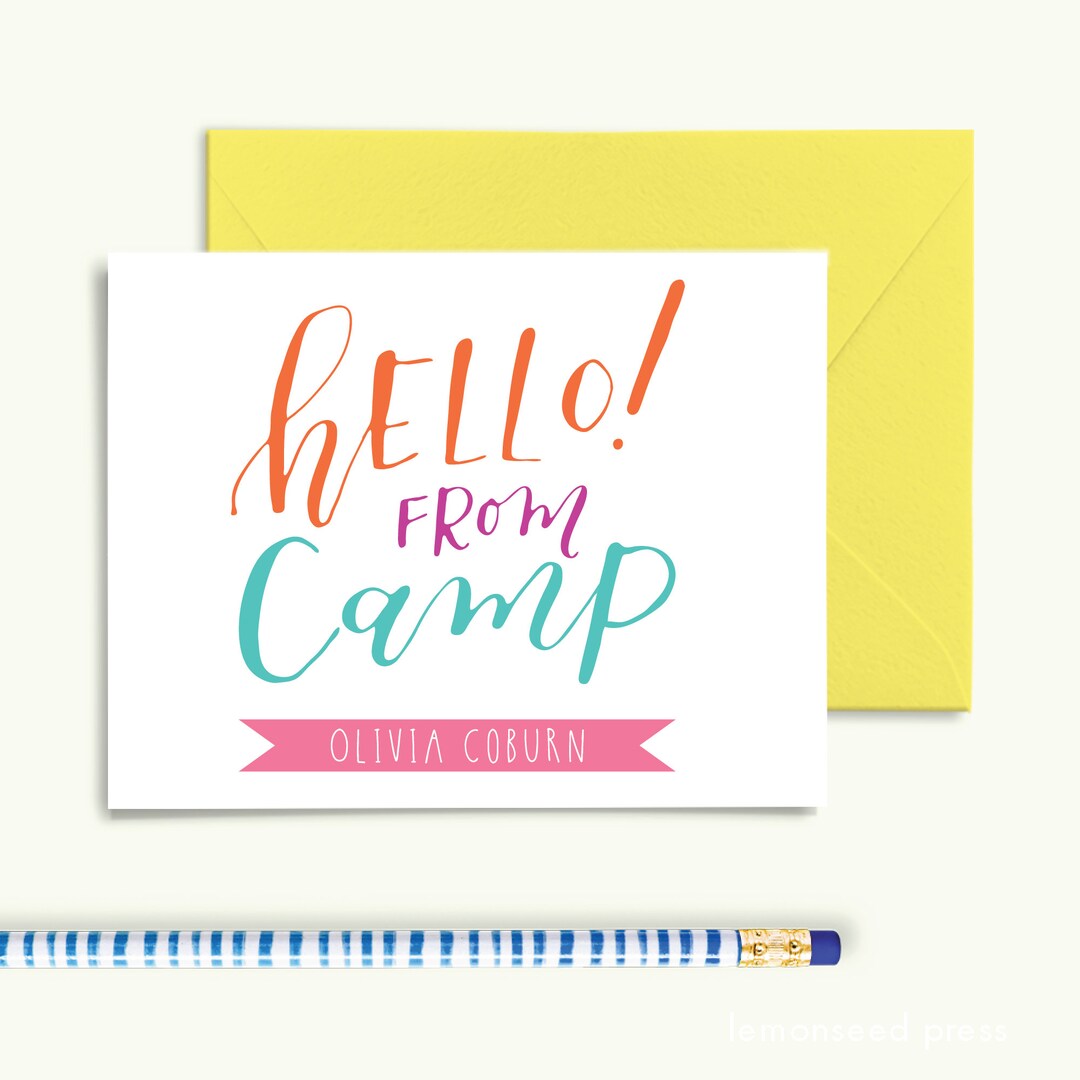 RAINBOW COLOR Camp Note Cards, Kids' Camp Notes, Summer Camp Stationery ...