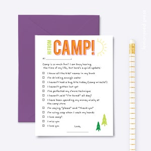 NEW! Version 2 // Camp Note Cards, Kids' Camp Notes, Summer Camp ...