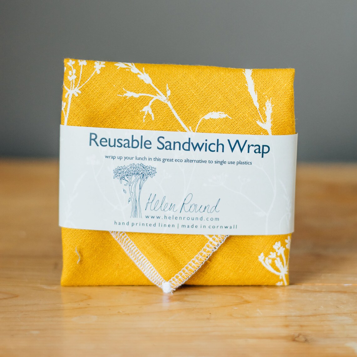 Linen Reusable Sandwich Wrap: Handprinted Flowers, Eco-friendly - Etsy