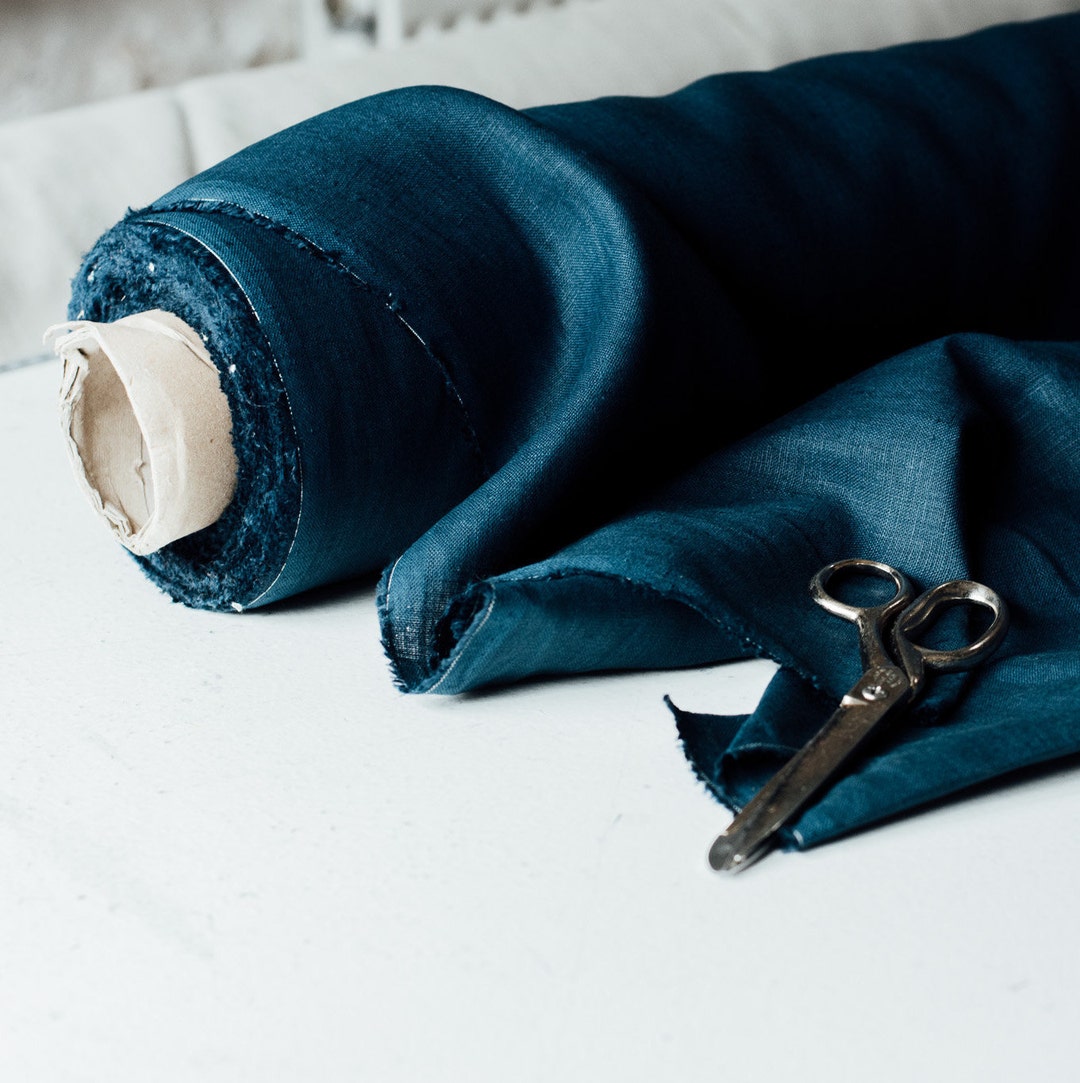 Navy Linen Fabric: 100% Pure European Linen, 150cm Wide - Etsy