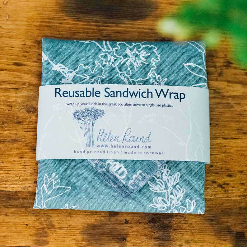 Reusable Sandwich Wrap With Handprinted Linen - Etsy
