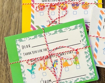 Kids Fill in the Blank Thank You Cards, Personalized Note Card Set With ...