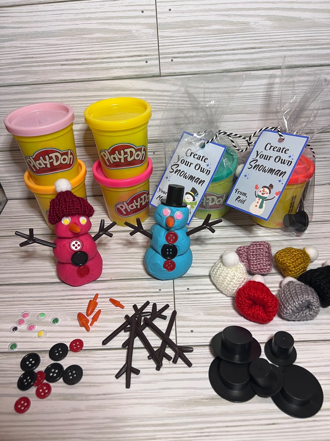 Build A Snowman Play Dough Kit *assembled & Personalized* - Etsy