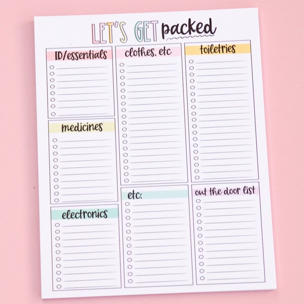 Packing List Notepad - Etsy