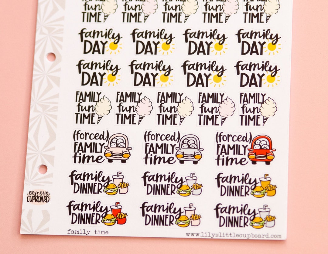 Family Time Sampler Sheet | Family Stuff Planning Script Stickers ...