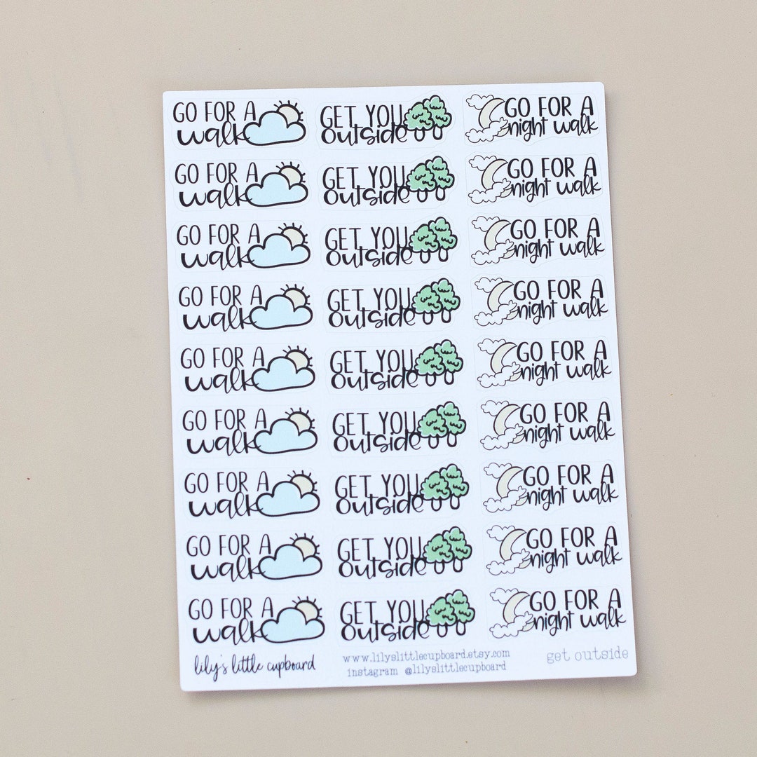 Get Outside Planner Stickers | Night Walk Planner Stickers | Go for ...