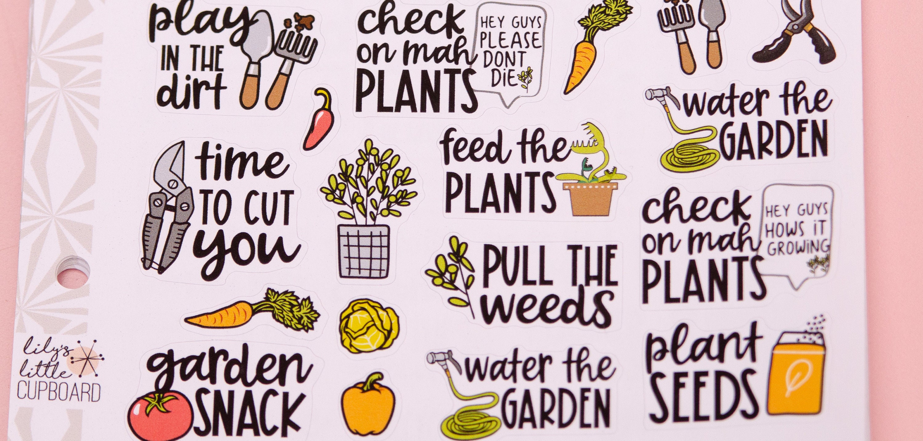 Gardening Sampler Planner Stickers | Garden Chores Script Stickers ...