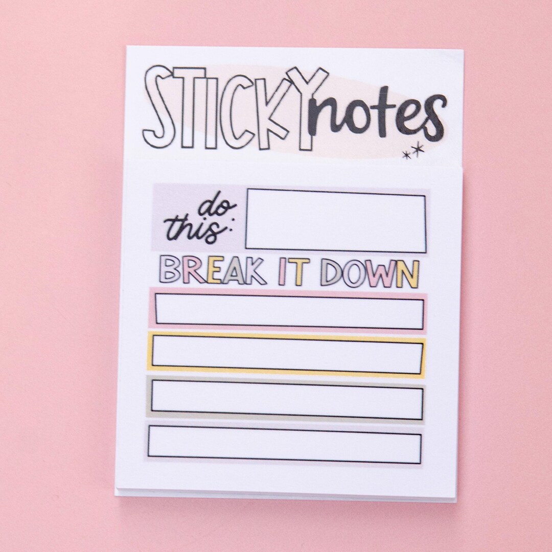 Break It Down Sticky Notes Notepad | Action Plan Notepad | Task ...